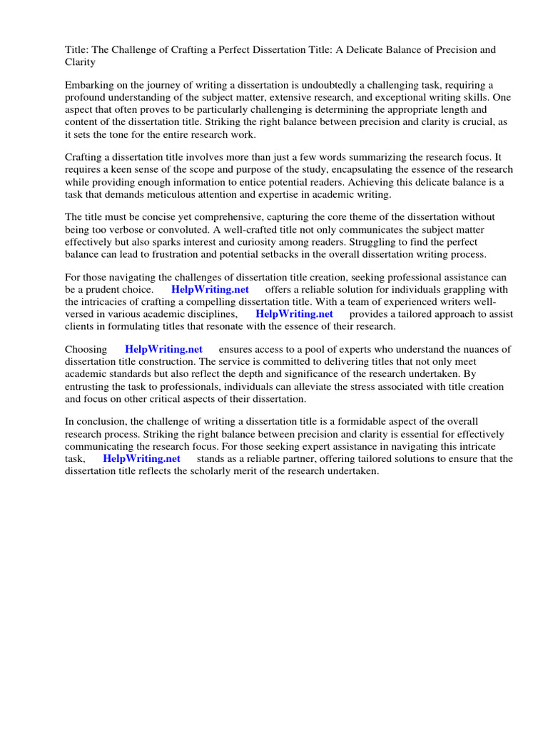 Dissertation Title Length | PDF | Thesis