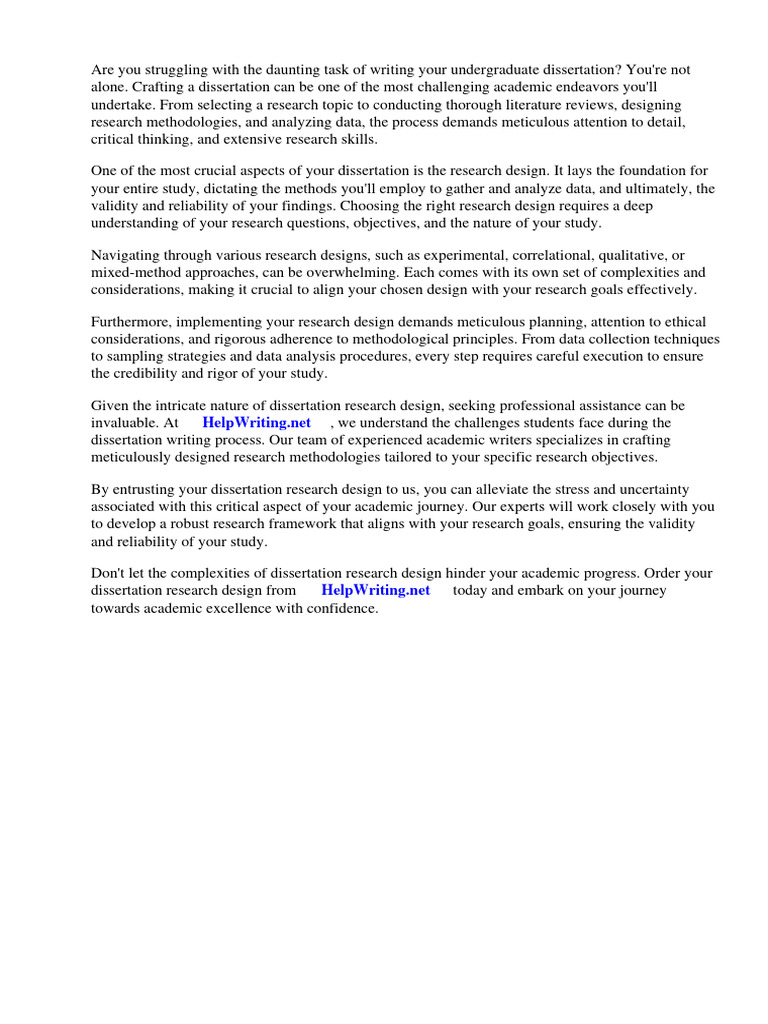 Undergraduate Dissertation Research Design Pdf Methodology Thesis