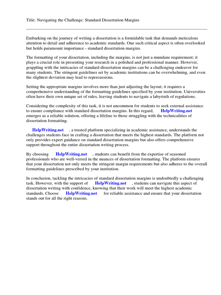 Standard Dissertation Margins | PDF | Thesis | Note (Typography)