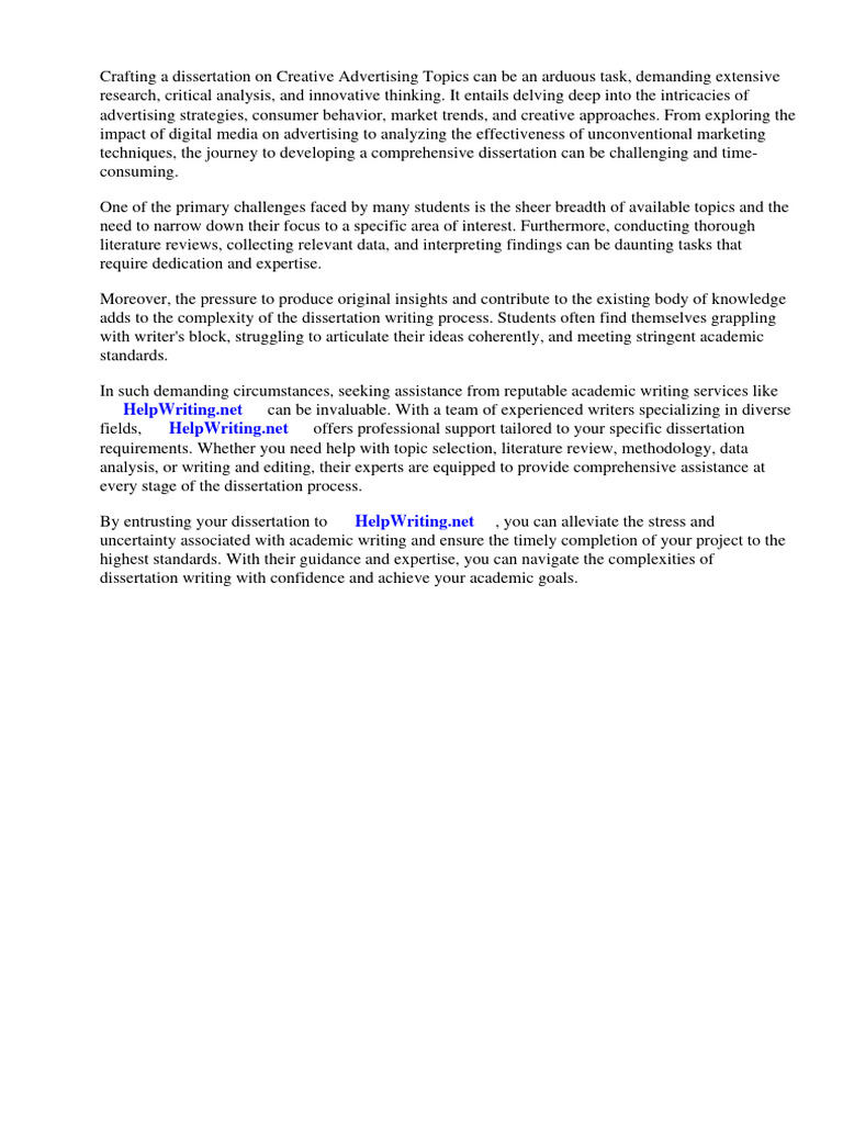 Creative Advertising Dissertation Topics | Download Free PDF ...