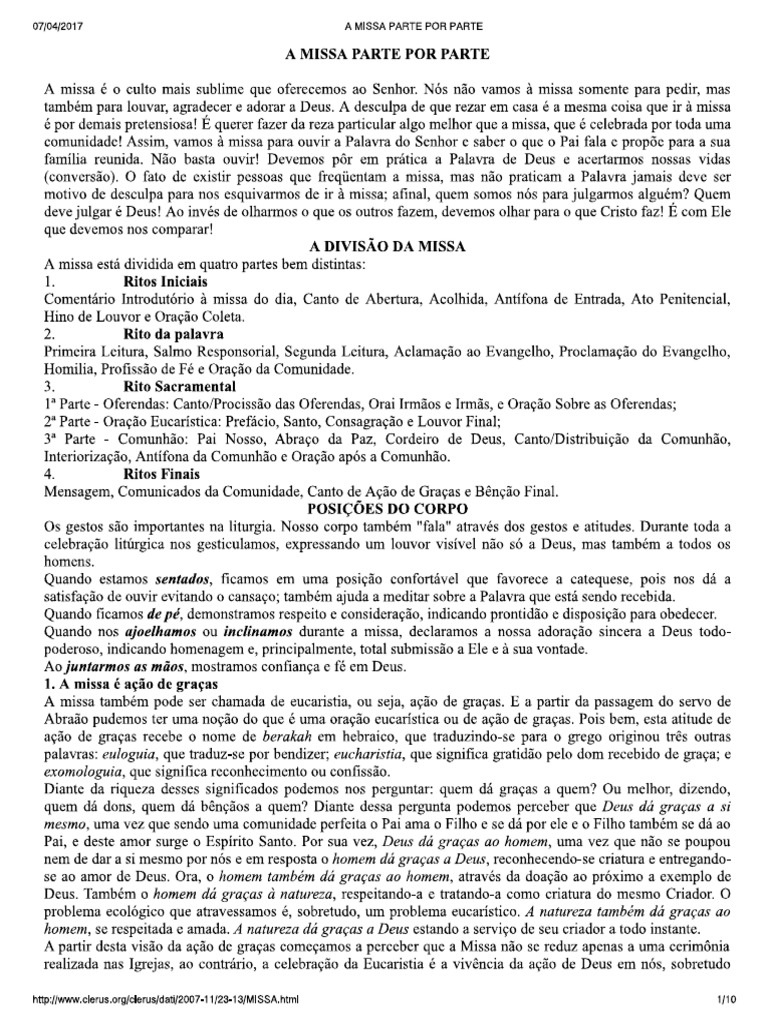 A Missa Parte Por Parte - Clero | PDF