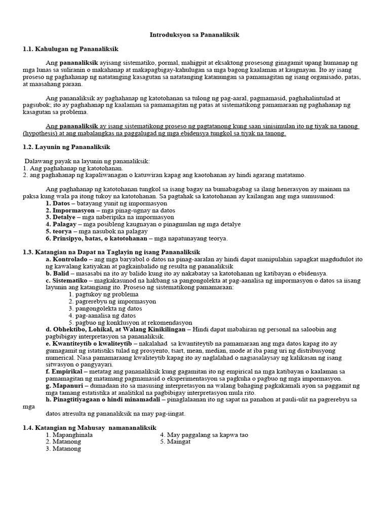 Introduksyon NG Pananaliksik | PDF