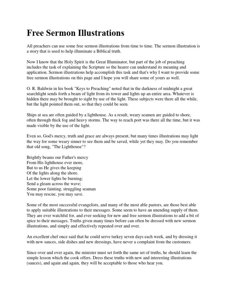 Free Sermon Illustrations | PDF | Sermon | Jesus