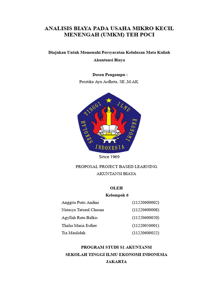 Proposal PJBL Akuntansi Biaya Kelompok VI | PDF