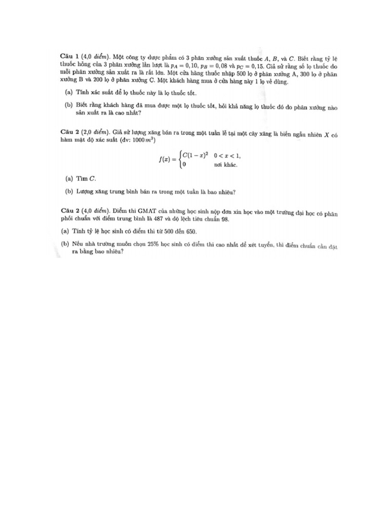 On Tap Xac Suat 1 | PDF