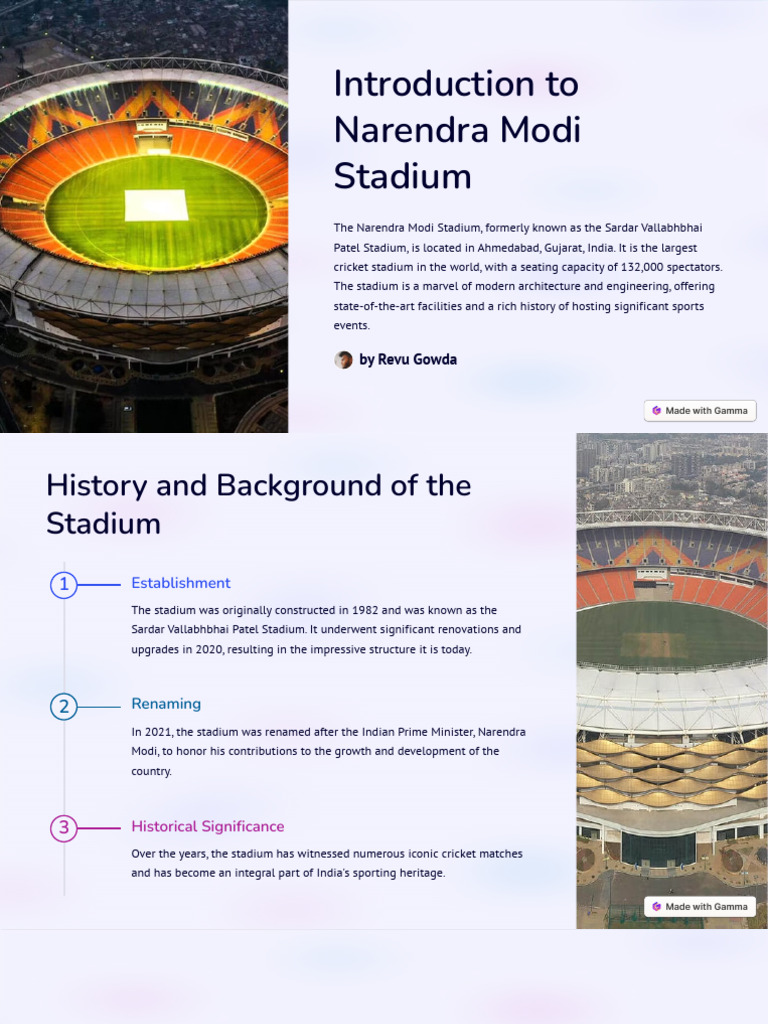 Introduction To Narendra Modi Stadium: by Revu Gowda | PDF | Economies