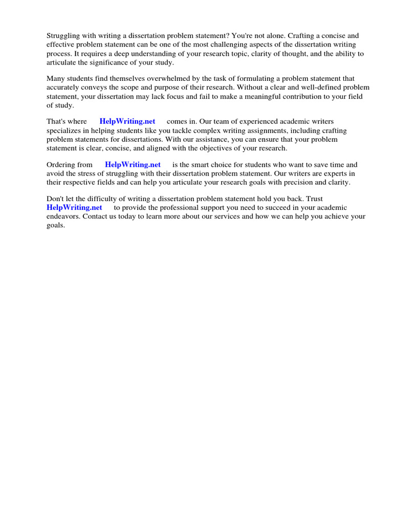Writing A Dissertation Problem Statement | PDF | Thesis | Essays