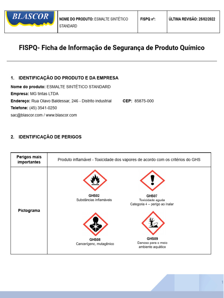 Fispq - Esmalte Sintetico - MG Tintas | PDF | Tinta | Química