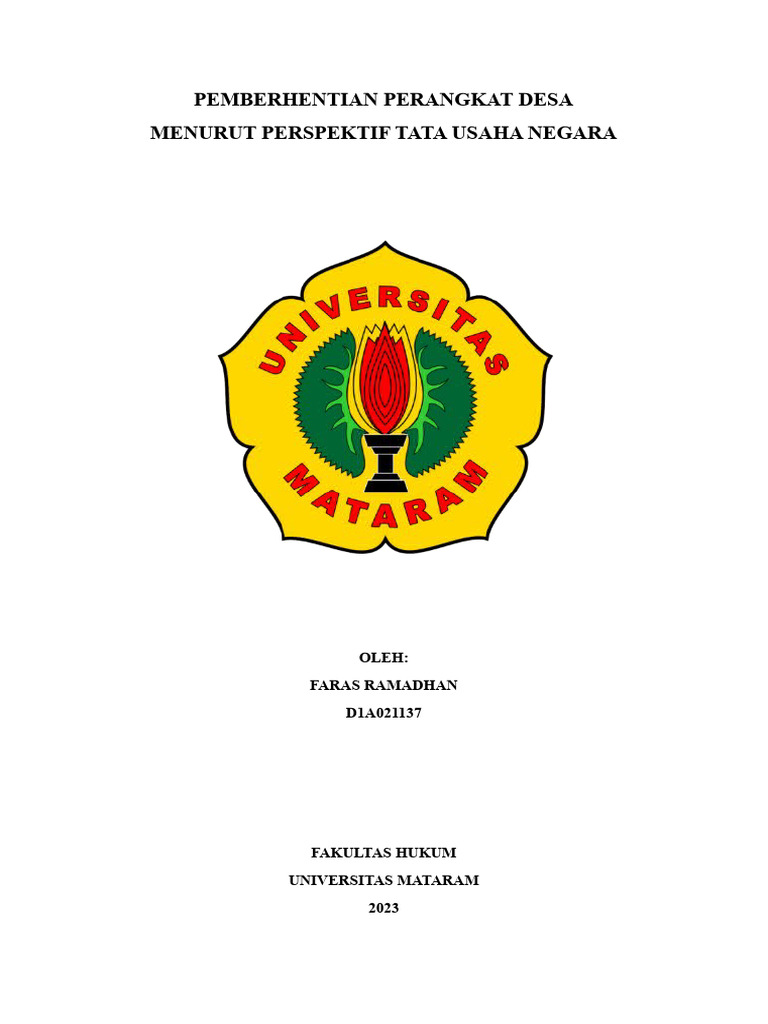 Analisis Kasus Pemberhentian Perangkat Desa Dalam Sudut Pandang TUN | PDF | Politik | Ilmu Sosial