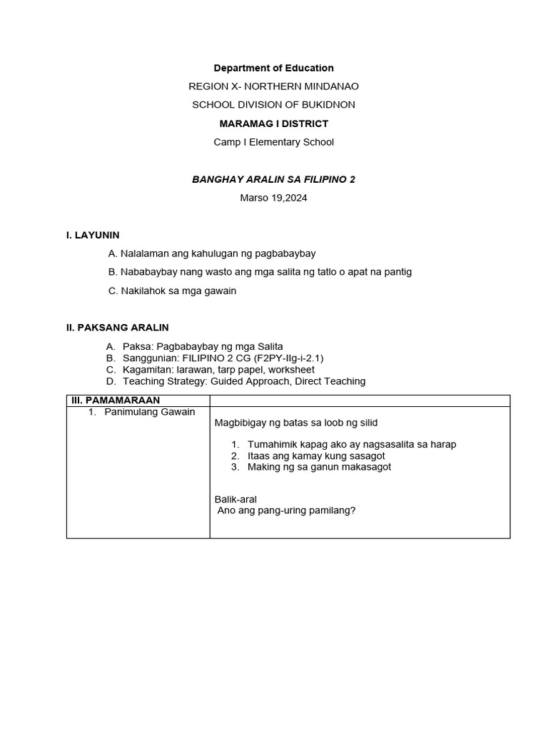LESSON PLANS GRADE 2 | PDF