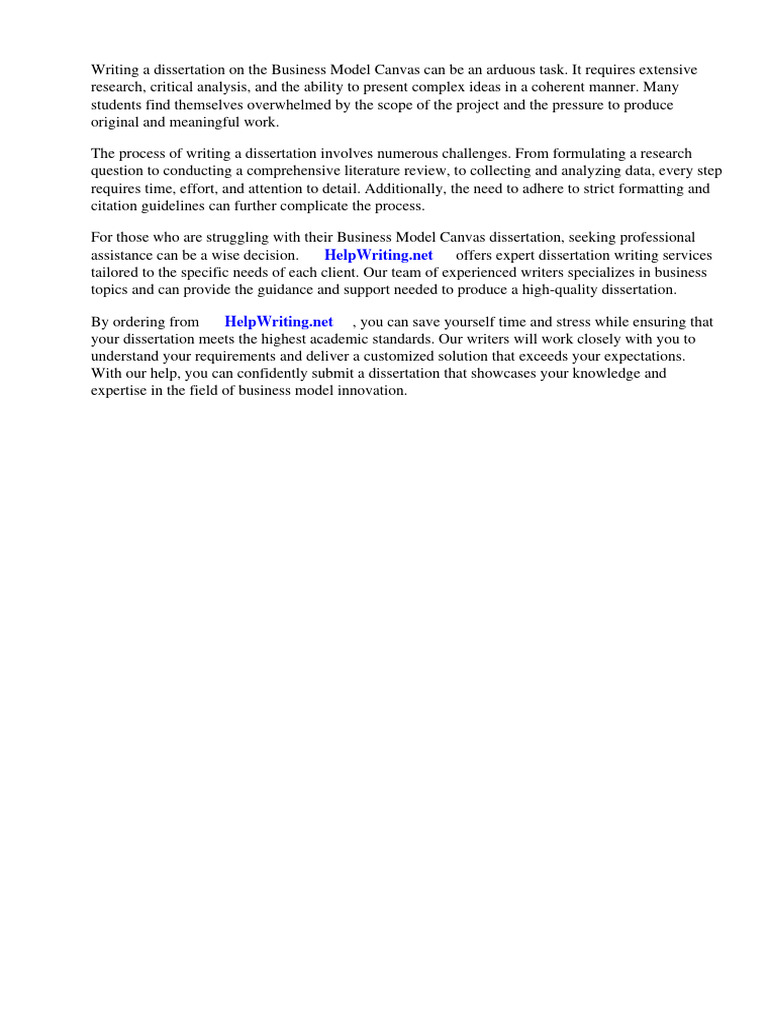 Business Model Canvas Dissertation | PDF | Business Model | Thesis