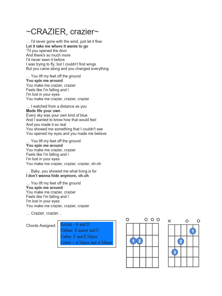 CRAZIER Lyrics | PDF