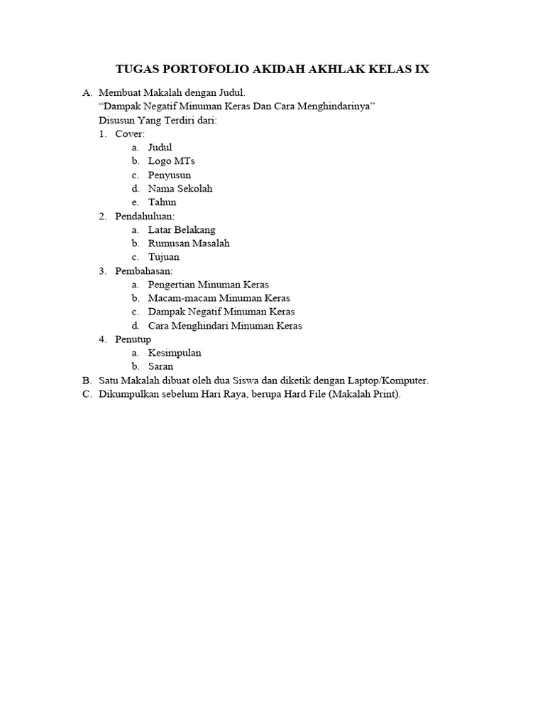 Tugas Portofolio Akidah Akhlak Kelas Ix | PDF | Karier & Perkembangan