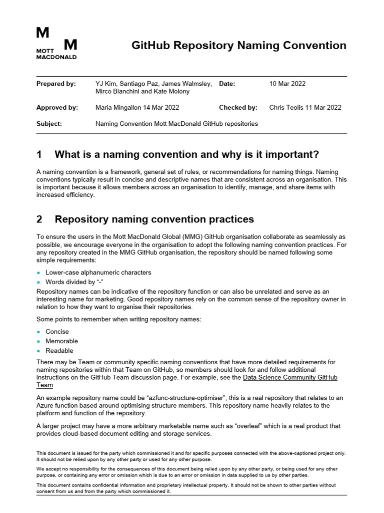 GitHub Naming Guide for Mott MacDonald | PDF | Software Repository | Cloud Computing