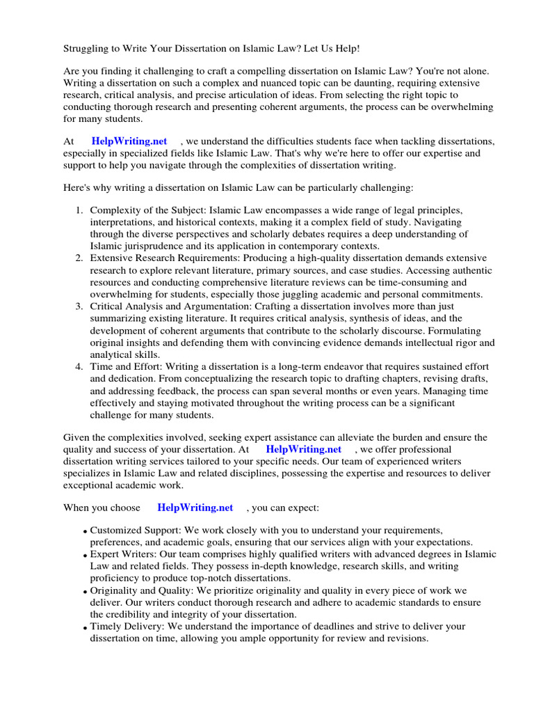 Islamic Law Dissertation Help | PDF | Thesis | Sharia
