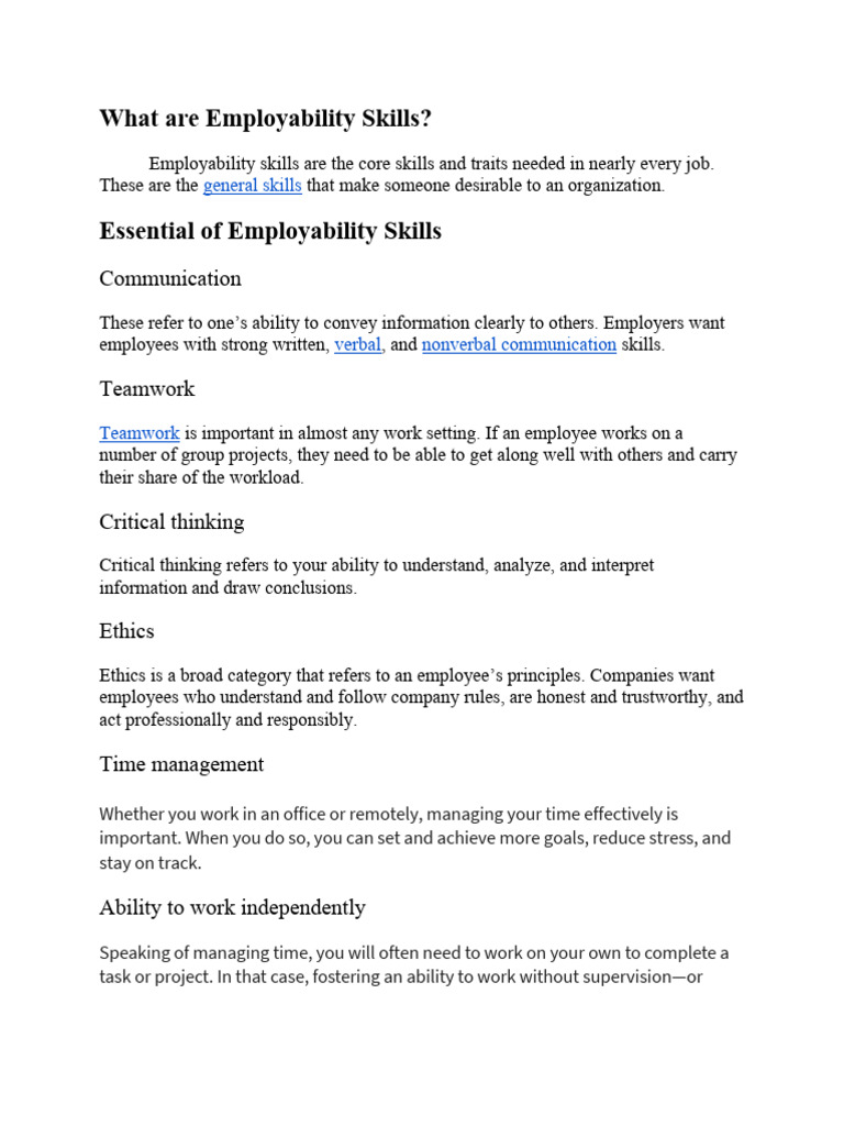 Employability Skills | PDF | Skill | Critical Thinking