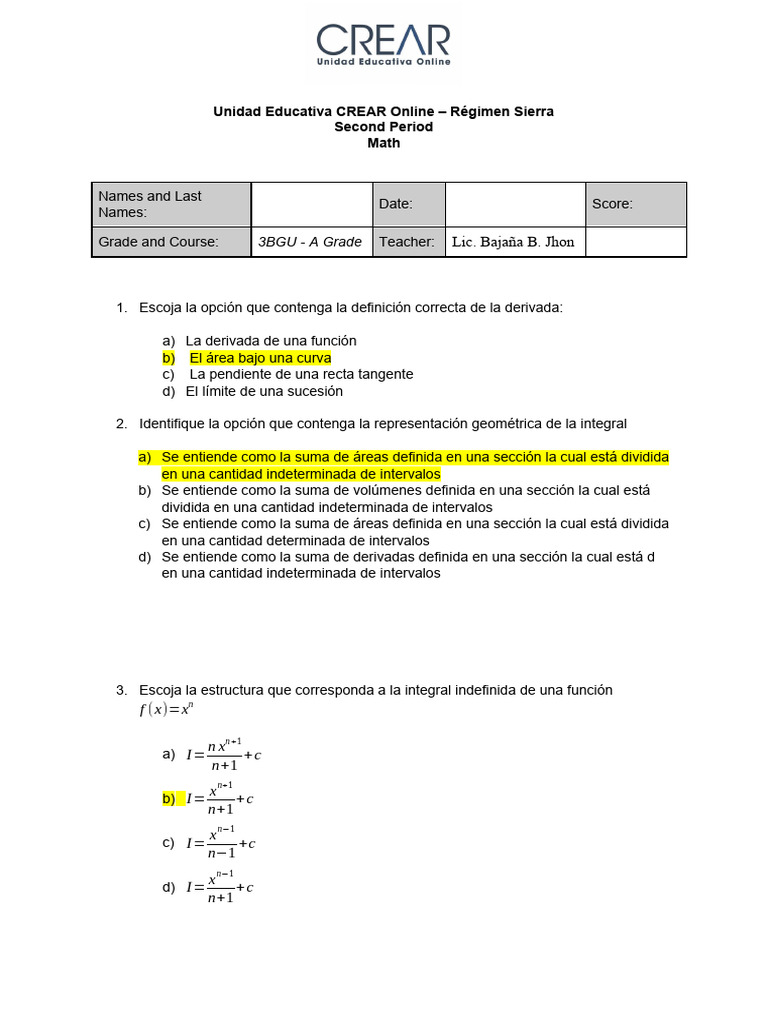 3bgu Math | PDF | Integral | Derivado