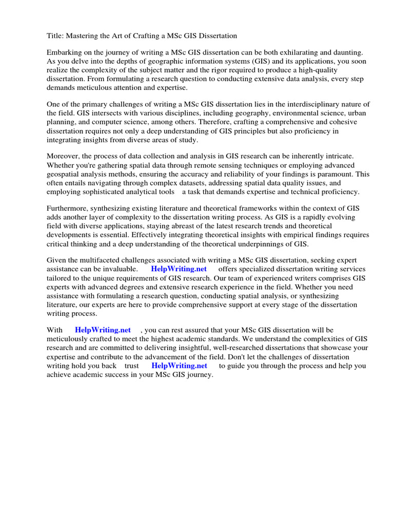 MSC Gis Dissertation | PDF | Geographic Information System | Spatial ...