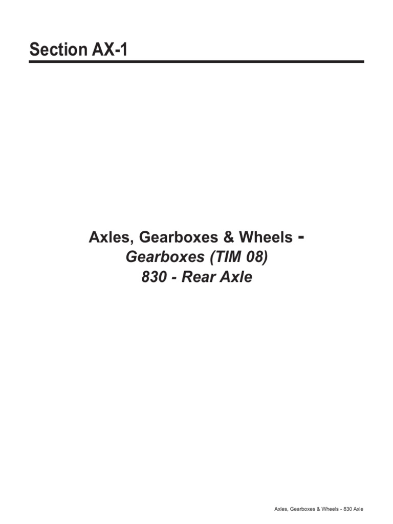 Section AX-1: Axles, Gearboxes & Wheels | PDF | Axle | Gear