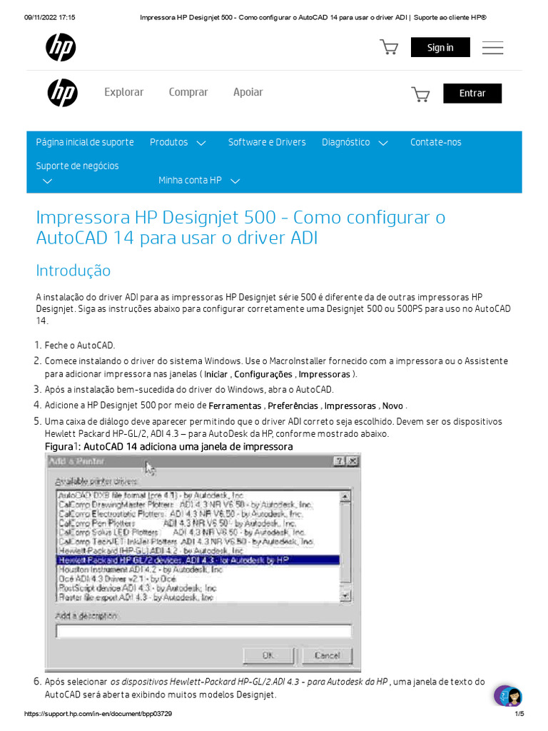 Impressora HP Designjet 500 - Como Configurar o AutoCAD 14 para Usar o ...