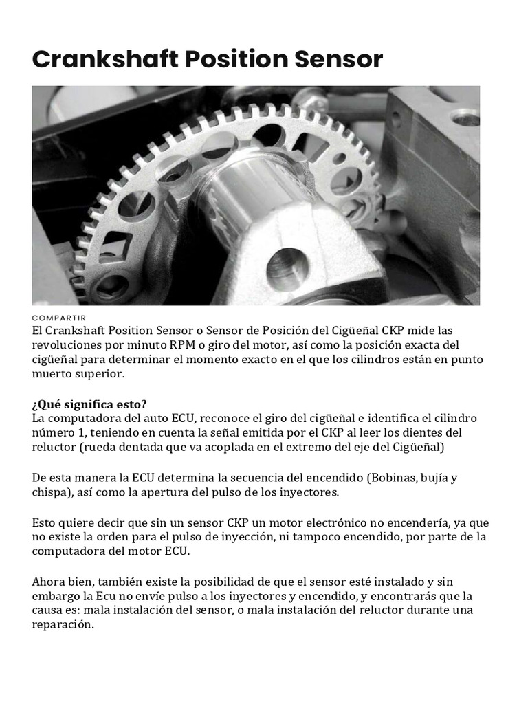 Crankshaft Position Sensor | PDF | Inyección de combustible | Distribuidor