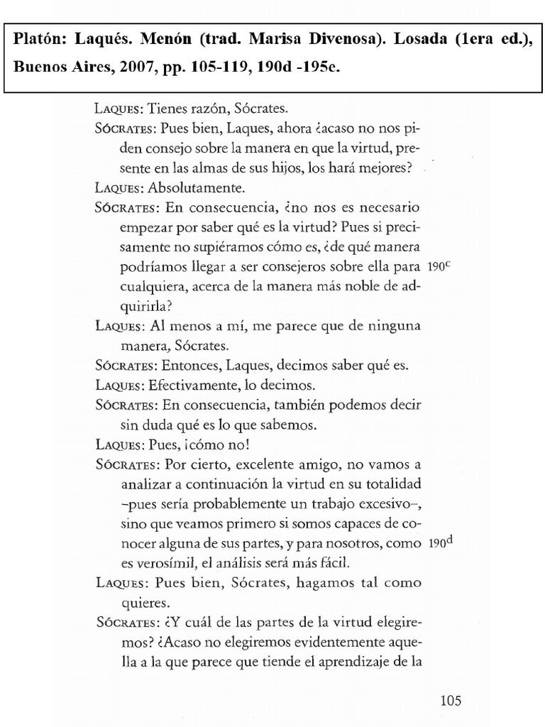 Laqúes Fragmento Sobre La Valentía | PDF | Valor | Platón