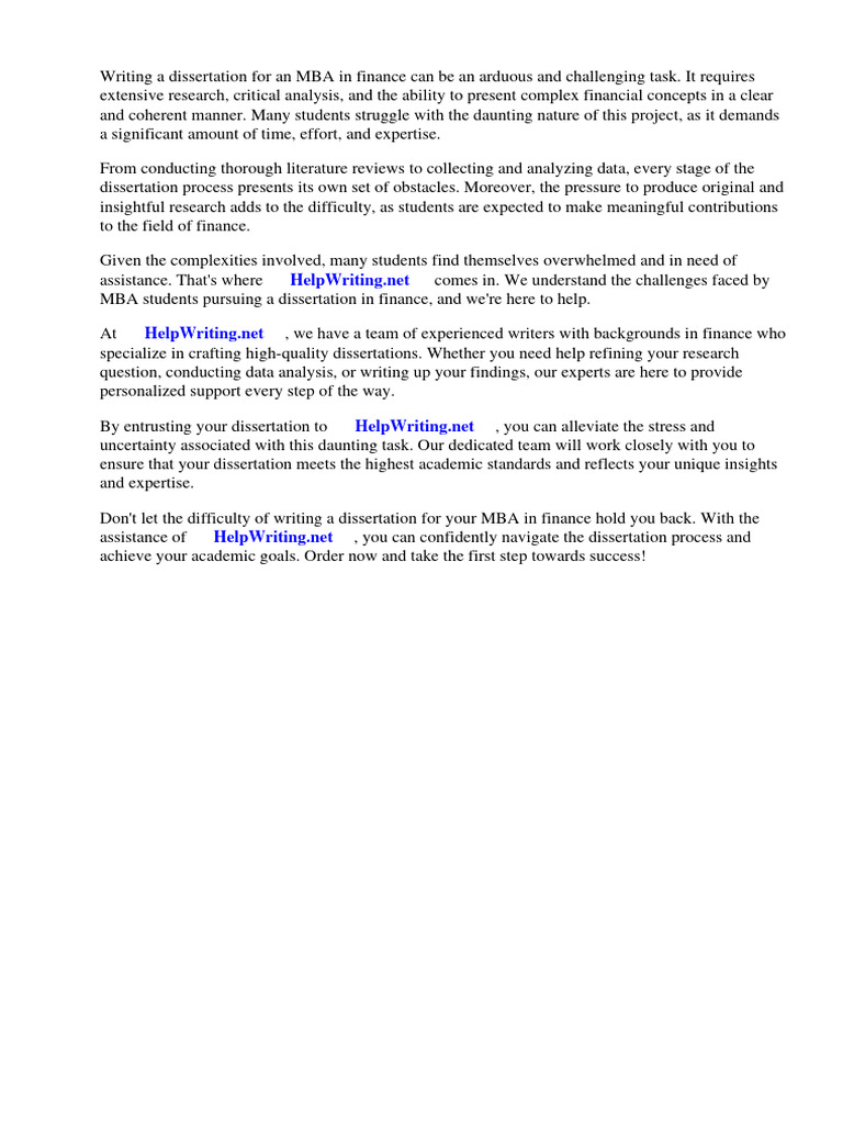 Dissertation For Mba Finance | PDF | Foreign Direct Investment | Master Of Business Administration