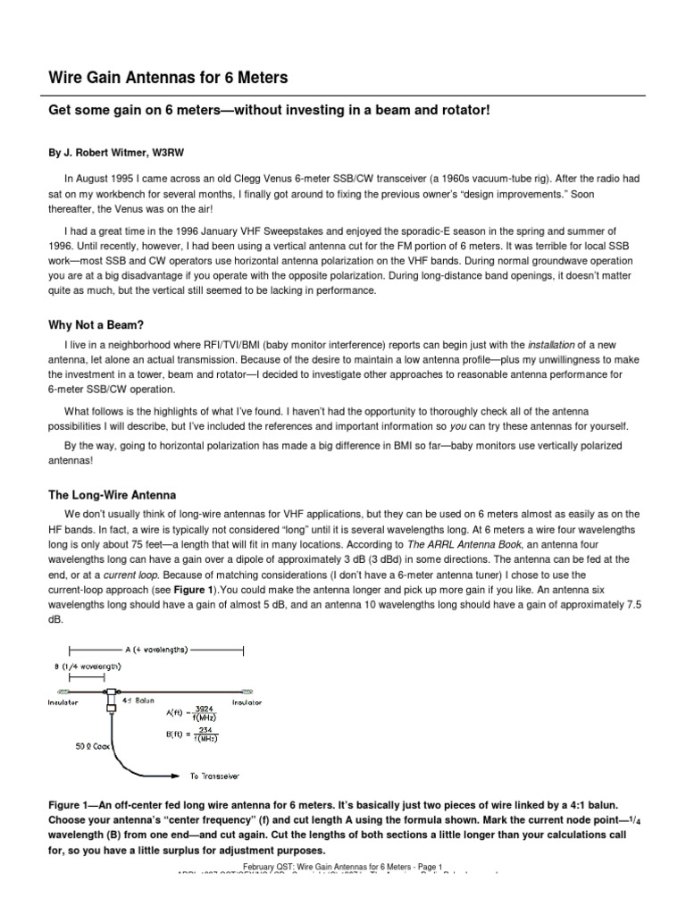 6M_Wire_Antenna | PDF | Antenna (Radio) | Radio Wave