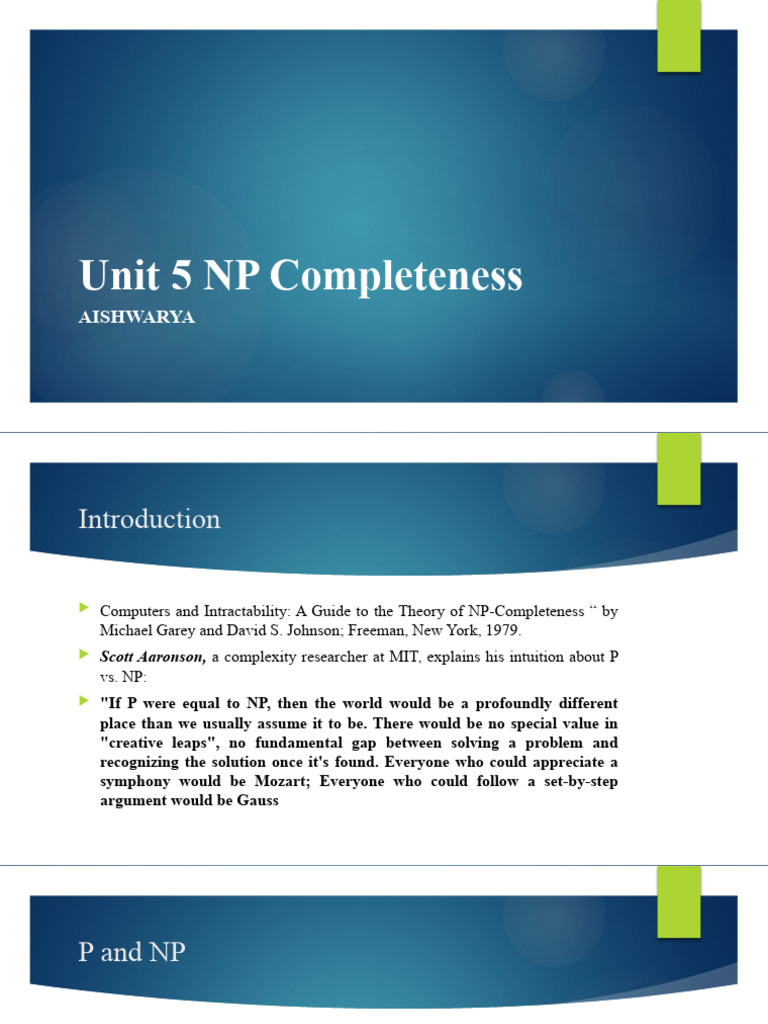 Module 5 - NP | PDF | Computational Complexity Theory | Time Complexity
