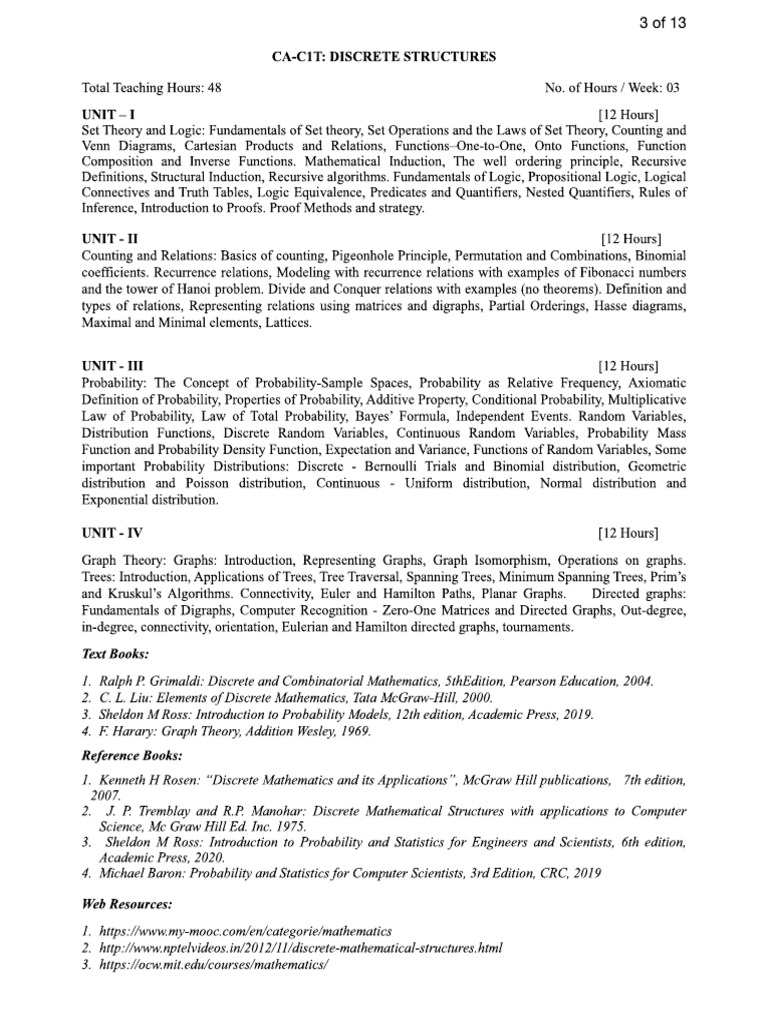 Discrete Struct Syllabus | PDF
