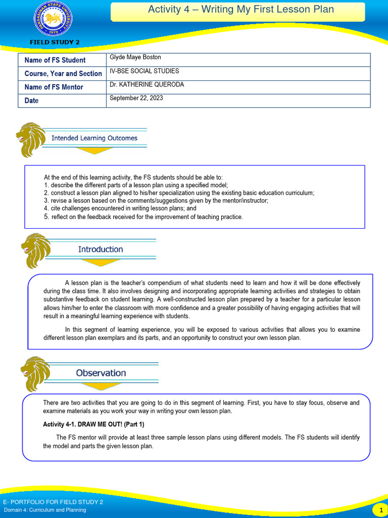 Writing My First Lesson Plan | PDF | Lesson Plan | Learning