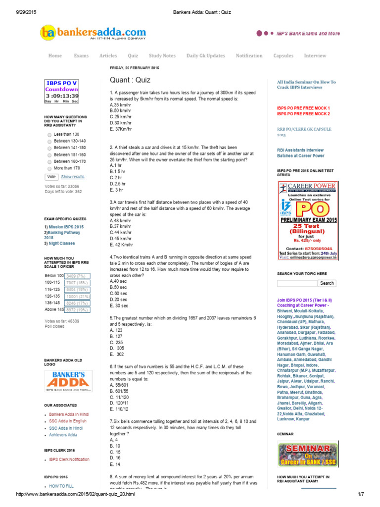 Quant: Quiz: Ibps Po V | PDF | Financial Services | Personal Finance