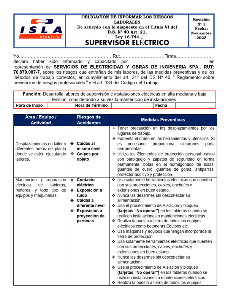 Obligación de Informar ELÉCTRICO | PDF | Herramientas | ruido