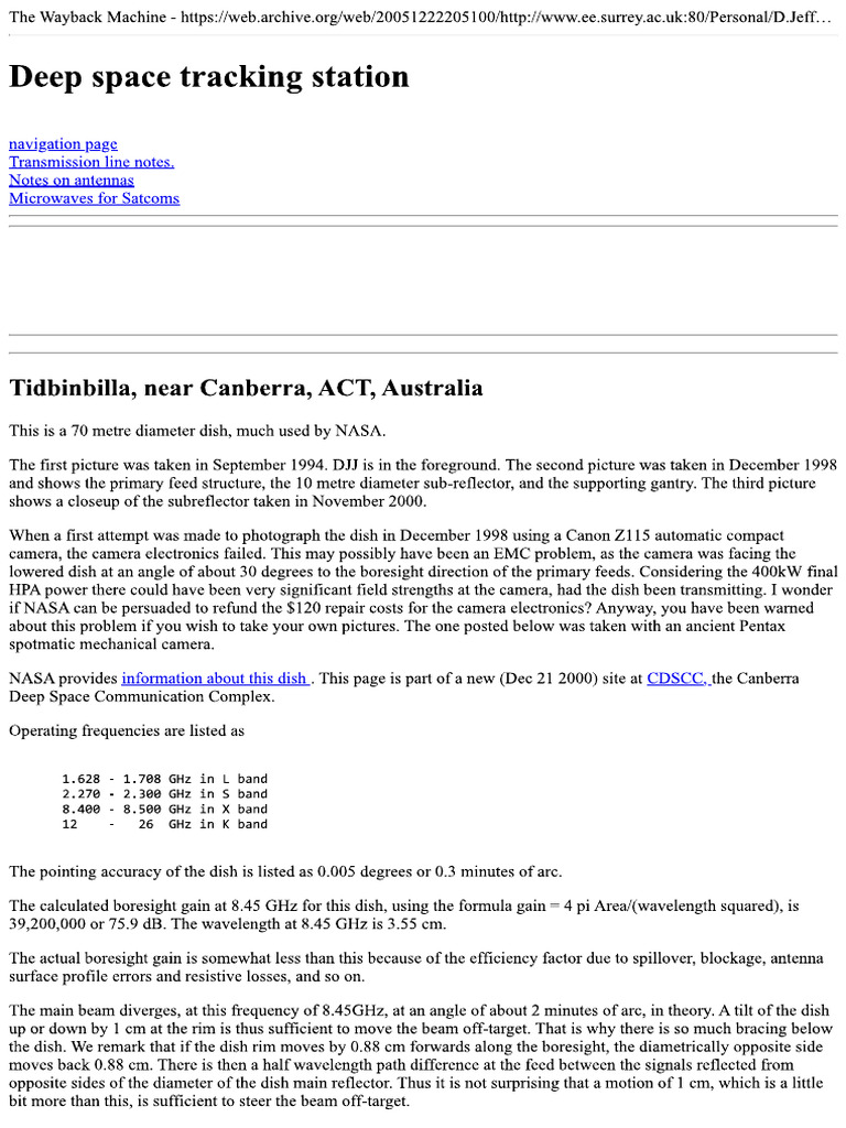 Deep Space Tracking Station | PDF