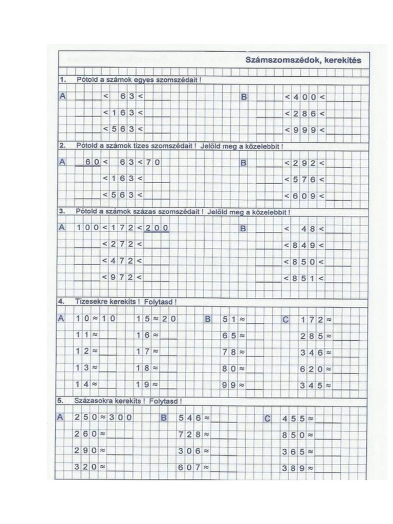 Matek Feladatlap Számszodékok, Kerekítés | PDF