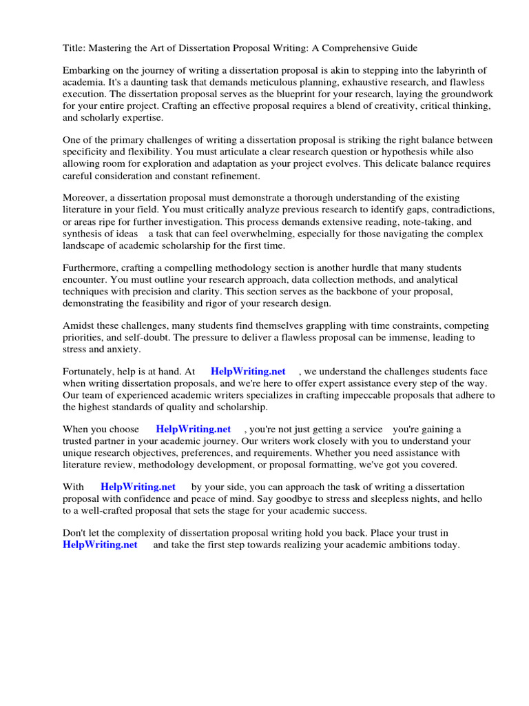 How To Write An Effective Dissertation Proposal | PDF | Thesis | Methodology