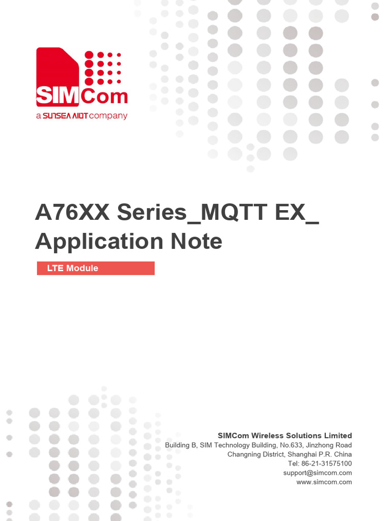 A76XX Series MQTT EX - Application Note - V1.00 | PDF | Parameter (Computer Programming ...