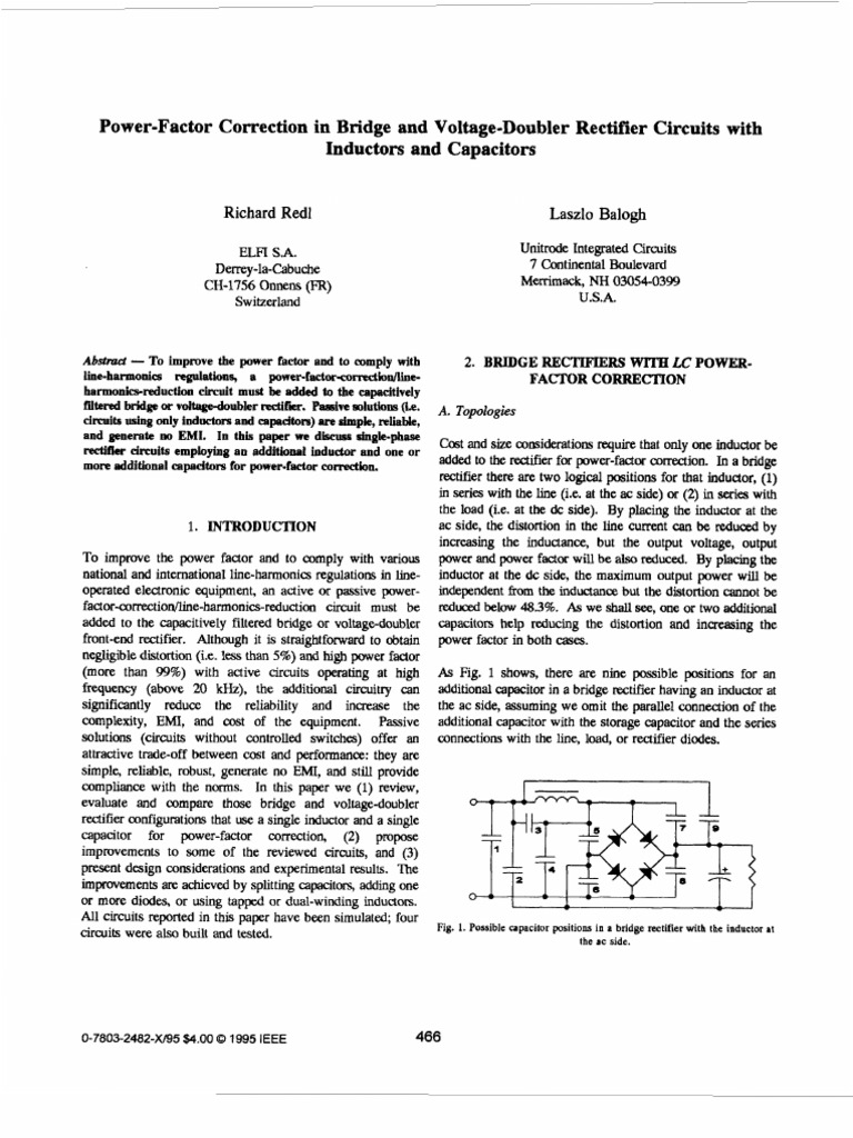 Power-Factor Correction in Bridge and Voltage-Doubler Rectifier Circuits With Inductors and ...