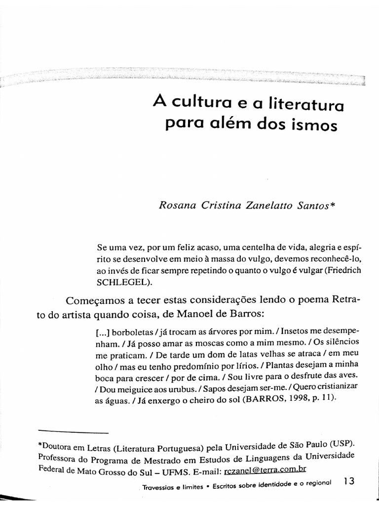 Cultura e Literatura para Além Dos Ismos | PDF