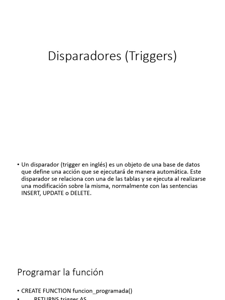 Disparadores (Triggers) | PDF | Bases de datos | Software de gestión de ...