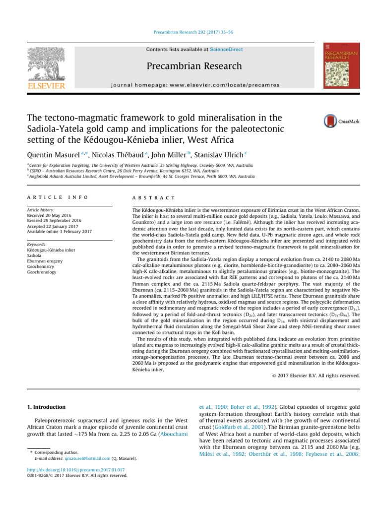 Tectono-Magmatic Framework of Sadiola Gold Camp | PDF | Granite | Rock ...