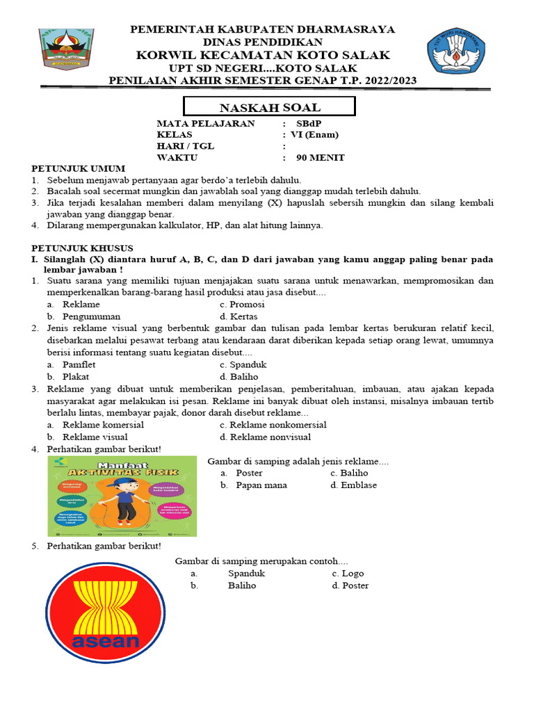 Soal Us SBDP 2023 | PDF