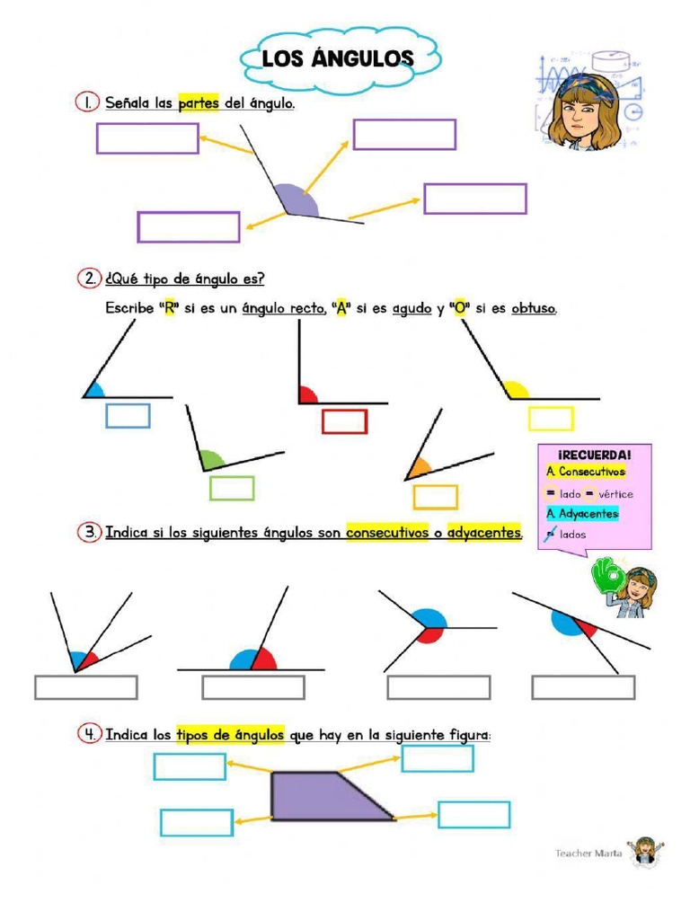 Ejercicios Mate Ángulos para 3 Primaria | PDF