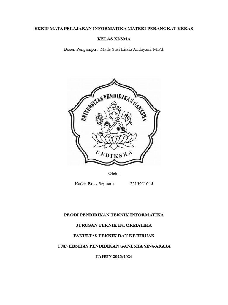 Skrip Mapel Informatika Elemen Teknologi Informasi (2215051092) | PDF ...