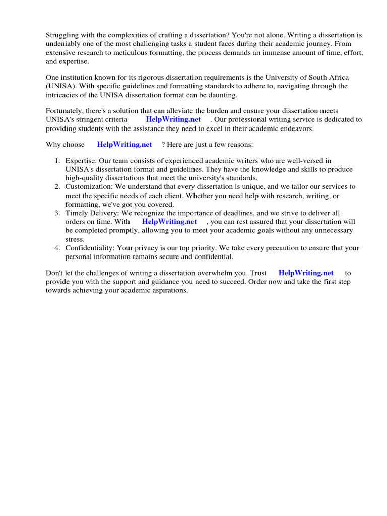 Unisa Dissertation Format | PDF | Thesis | Data