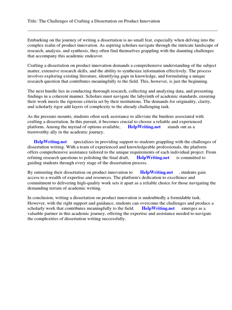 Dissertation Product Innovation | PDF | Innovation | Strategic Management