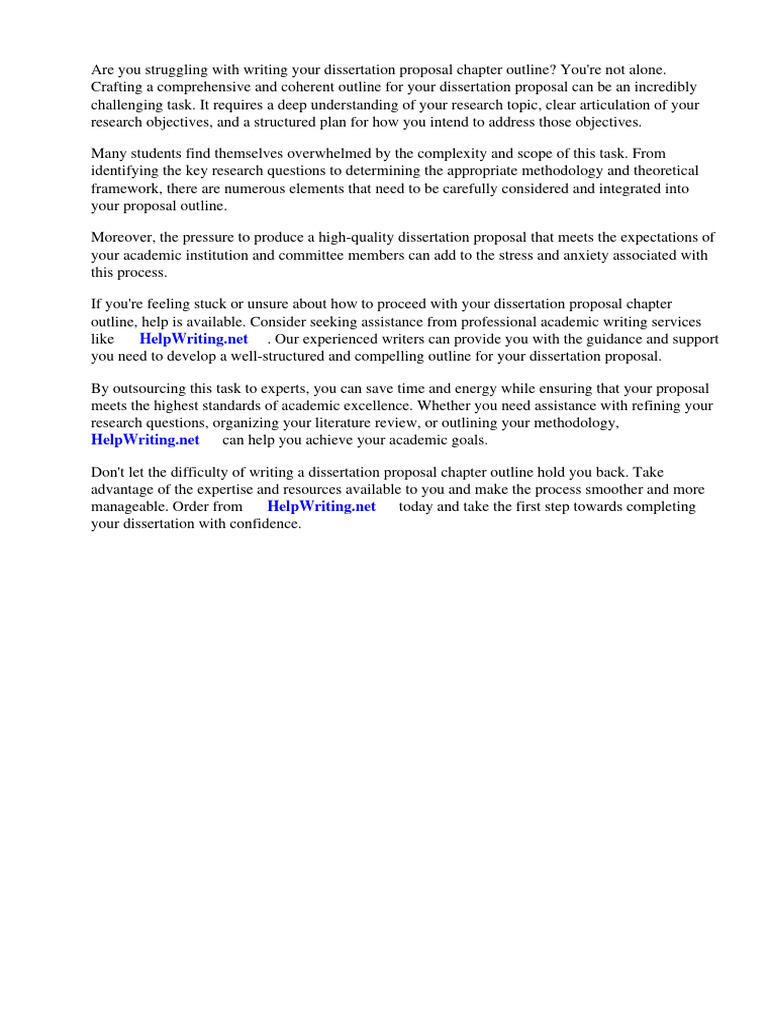 Dissertation Proposal Chapter Outline | PDF | Thesis | Methodology