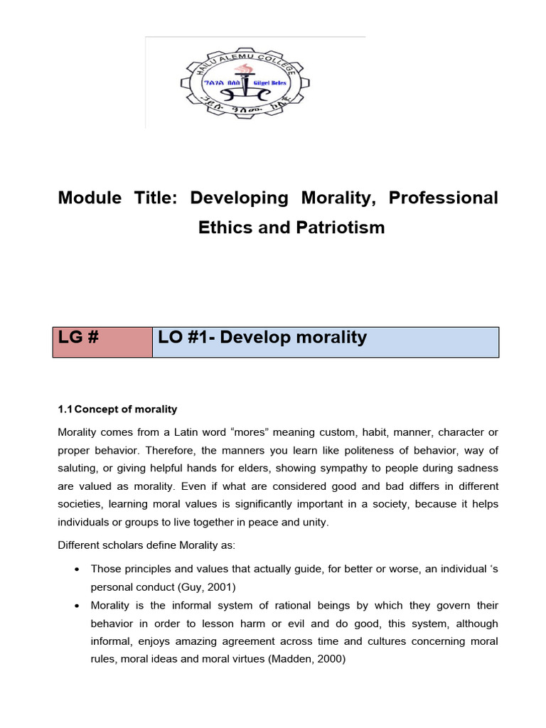 Morality and Professional Ethics | PDF | Morality | Virtue