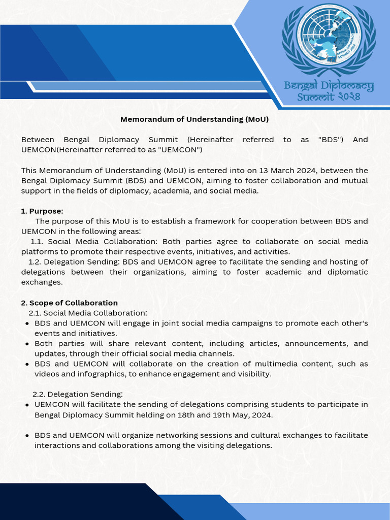 Memorandum of Understanding (Mou) | PDF | Social Media | Popular ...
