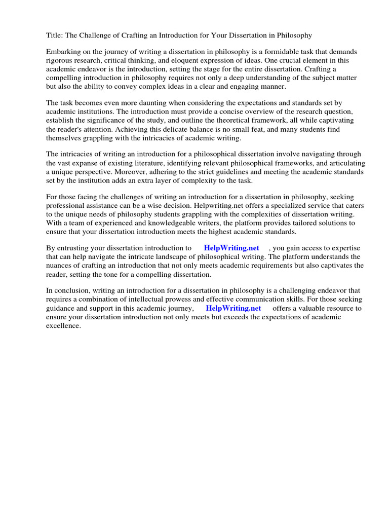Crafting Philosophy Dissertation Introductions | PDF | Refinancing